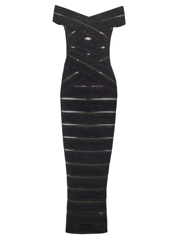Balmain Knit Bodycon Midi Dress - Black