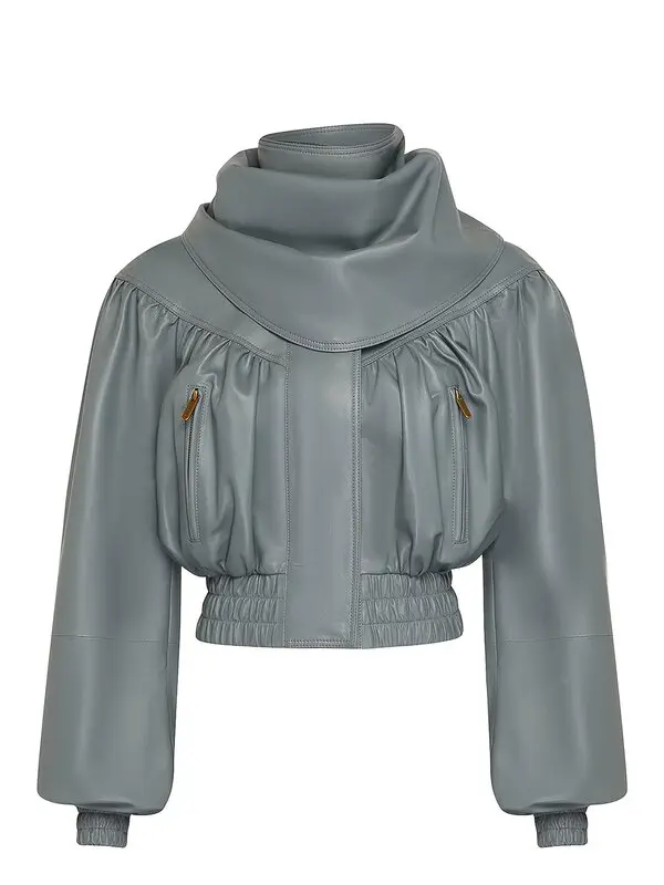 Zimmermann Valiant Cropped Leather Jacket - Blue