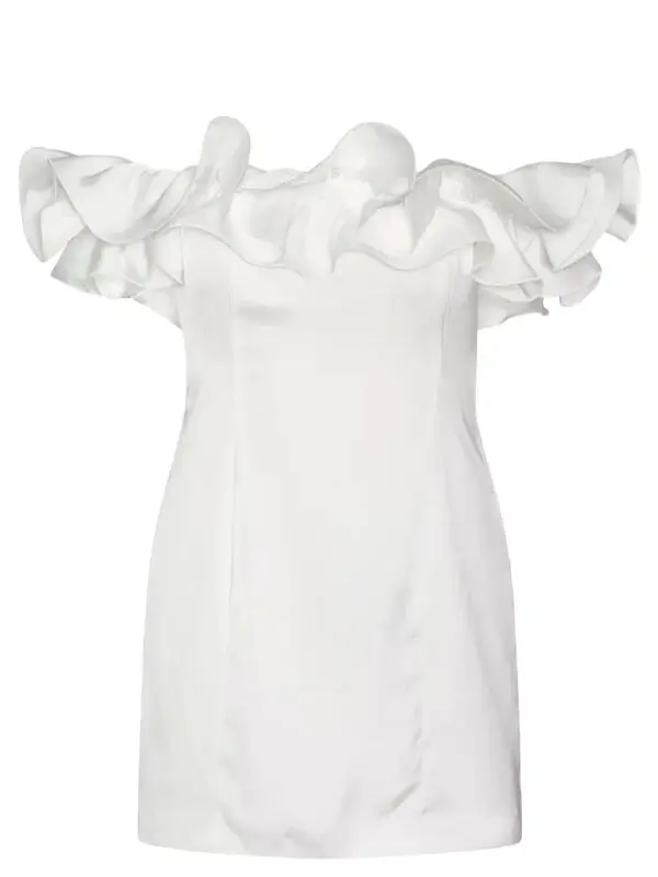 ROTATE BY BIRGER CHRISTENSEN Ruffle Satin Mini Dress - White