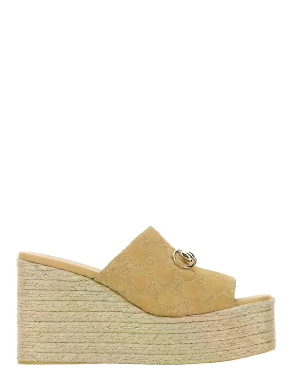Gucci Platform Wedge Sandals - Neutrals