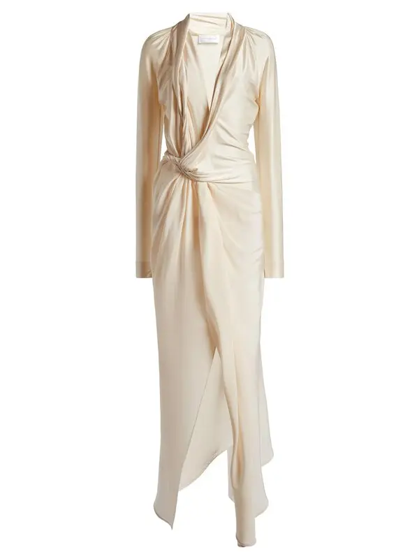 Victoria Beckham Lea Twist-detail Midi Dress - Ivory