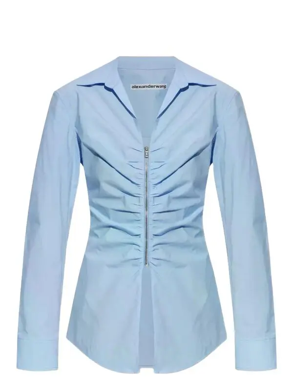 Alexander Wang Zip-up Ruched Shirt - Blue