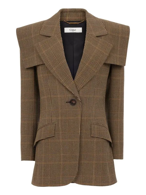 Chloé Cape Shoulder Wool Jacket - Brown