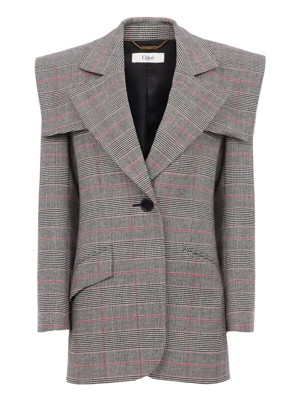 Chloé Cape Shoulder Wool Jacket - Grey