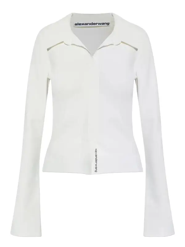 Alexander Wang Polo-collar Long-sleeve Blouse - White