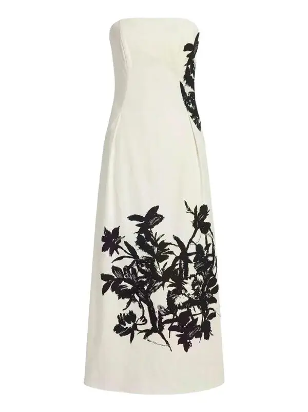 CRIDA MILANO Floral-pattern Strapless Dress - White