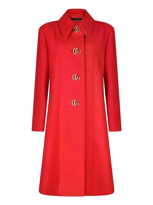 Gucci Double G Button Detailed Coat - Red