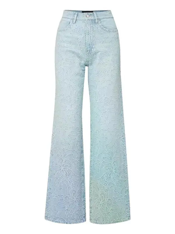 Veronica Beard Taylor Floral-embroidery High-rise Jeans - Blue