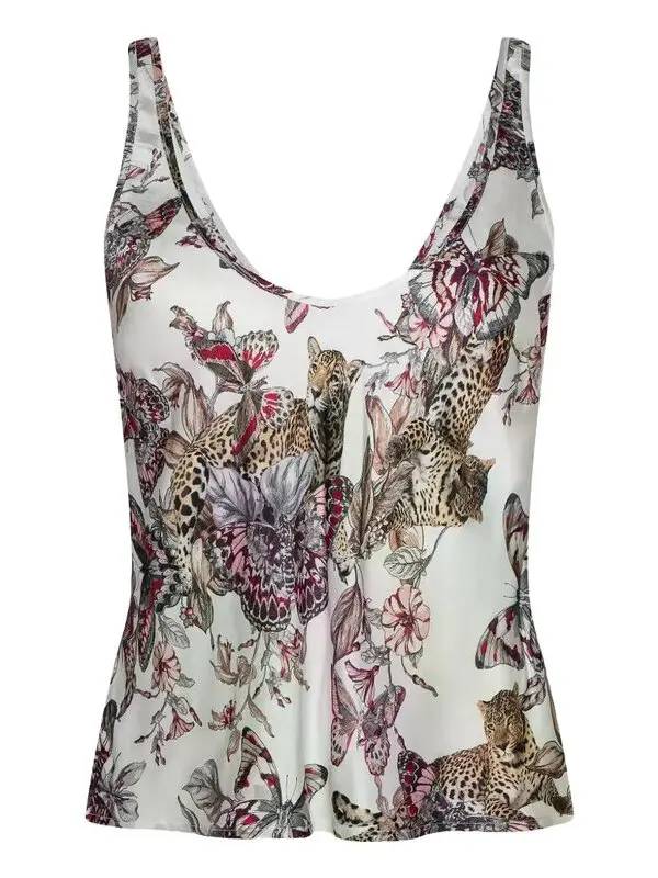 L'Agence Eddie Floral-print Top - White