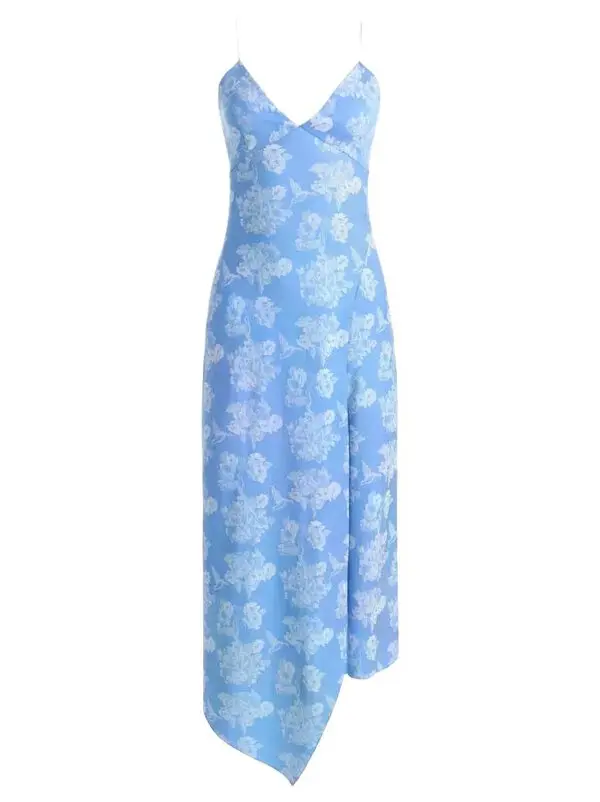 Alice + Olivia Julietta Floral-print Asymmetric Dress - Blue