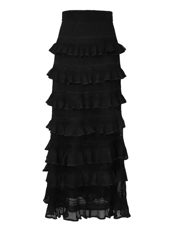 Zimmermann Luna Lace Frill Maxi Skirt - Black