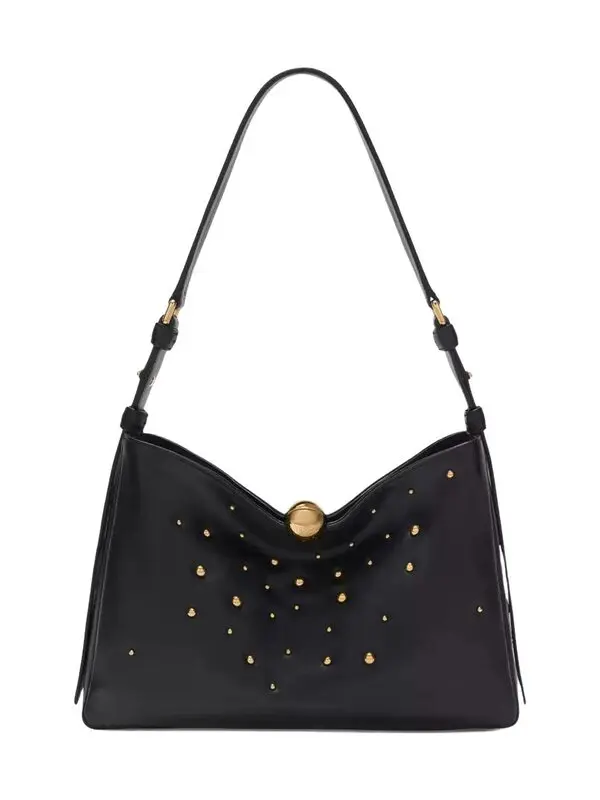 Furla Sfera Studded Leather Shoulder Bag - Black