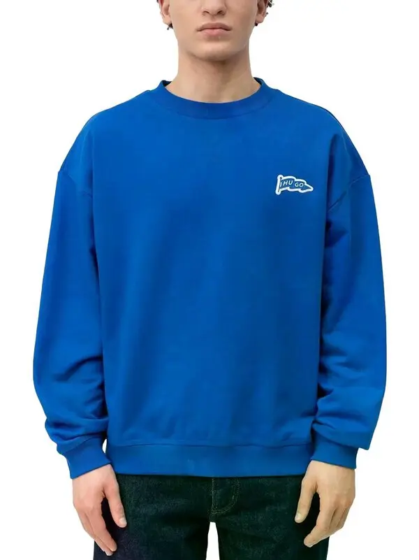 Hugo Logo-patch Crew-neck Sweatshirt - Blue