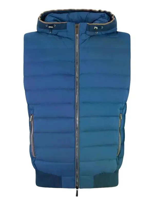 MOORER Padded Hooded Gilet - Blue