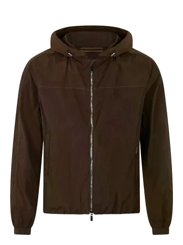 MOORER Zip Hooded Jacket - Brown