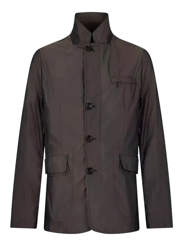 MOORER High-collar Buttoned Jacket - Brown