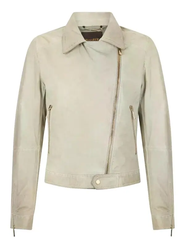 MOORER Asymmetrical Leather Jacket - Neutrals