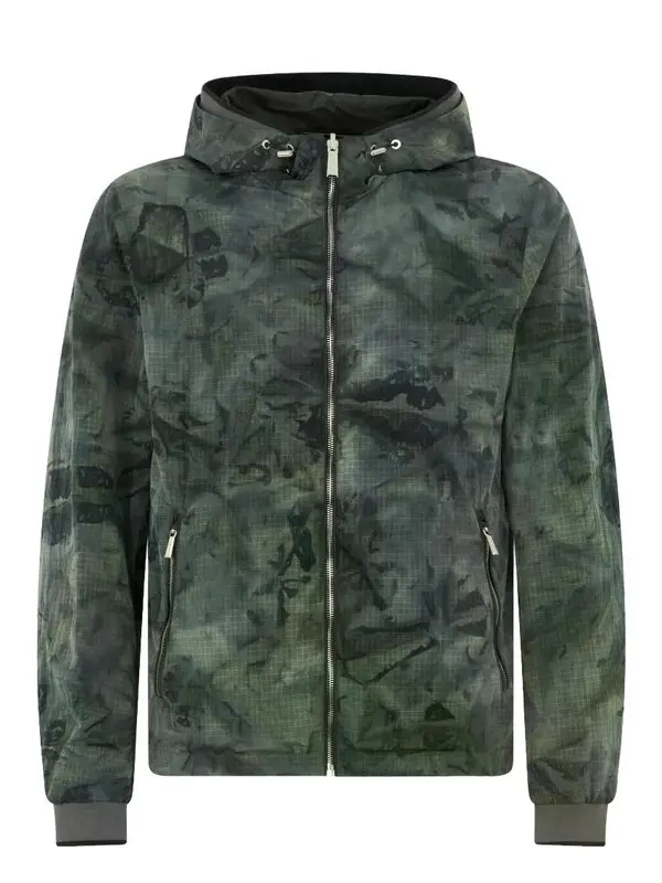 MOORER Patterned Hooded Windbreaker Jacket - Green