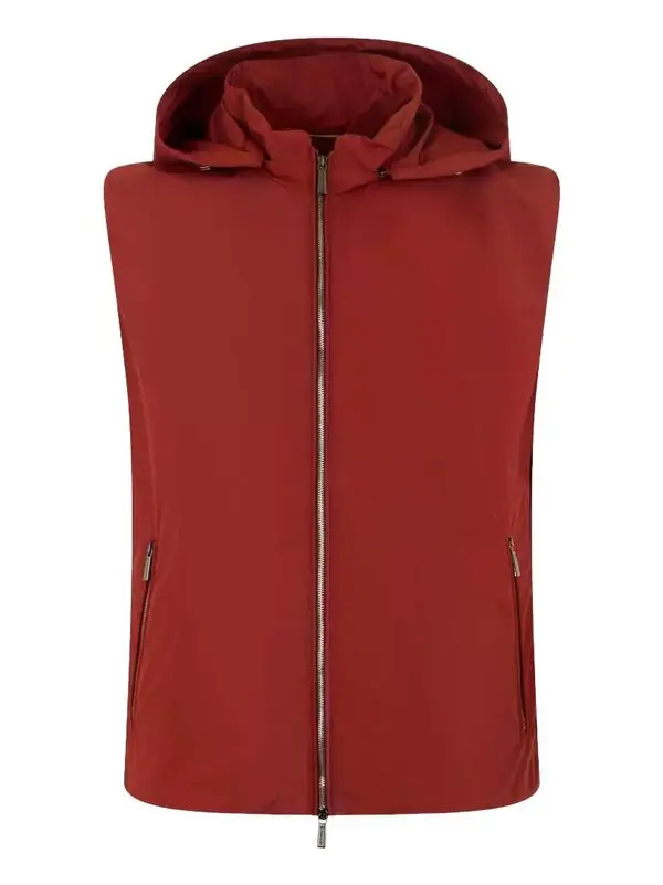MOORER Hooded Zip-up Vest - Red