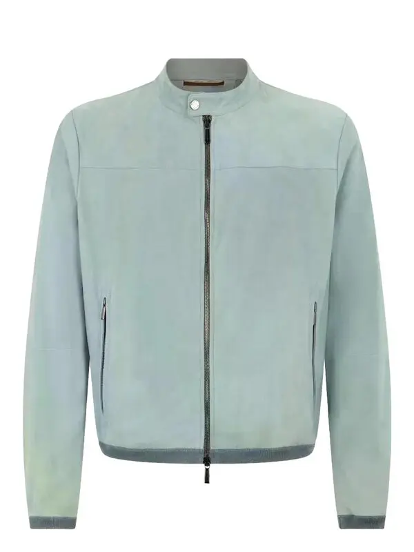 MOORER Suede Bomber Jacket - Blue