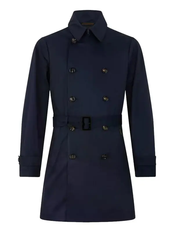 MOORER Belted Trench Coat - Blue