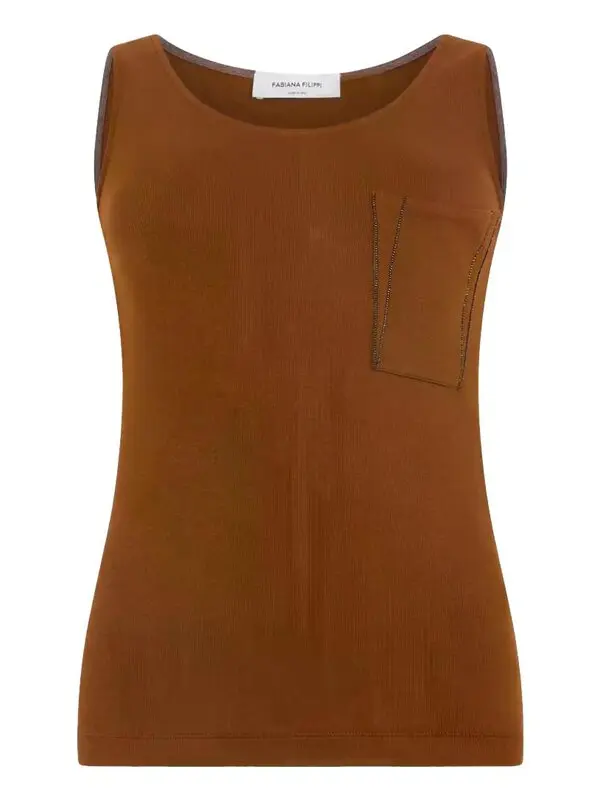 Fabiana Filippi Pocket-detail Round-neck Top - Brown