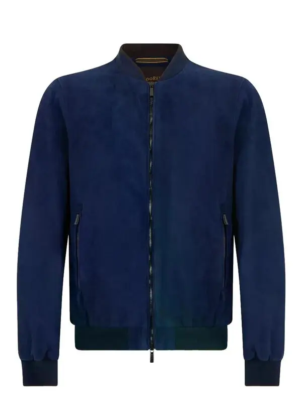 MOORER Suede Zip-up Jacket - Blue