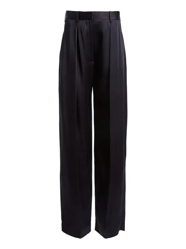 Victoria Beckham Cecilia Silk Pleated Trouser - Black