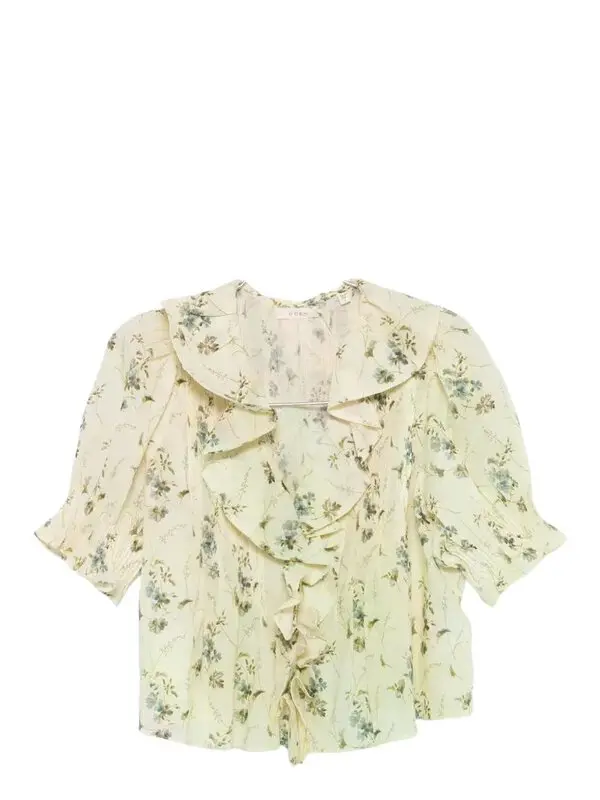 DÔEN Henri Ruffled Floral Blouse - Yellow
