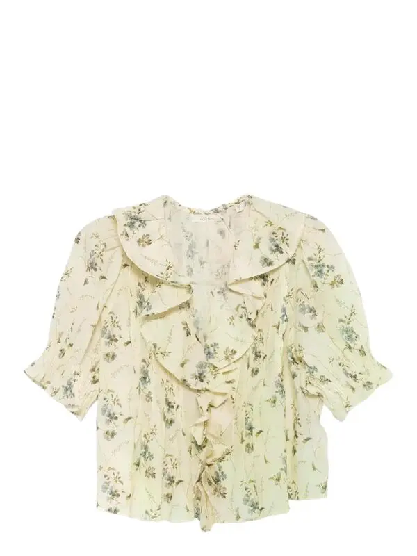 DÔEN Henri Ruffled Floral Blouse - Yellow