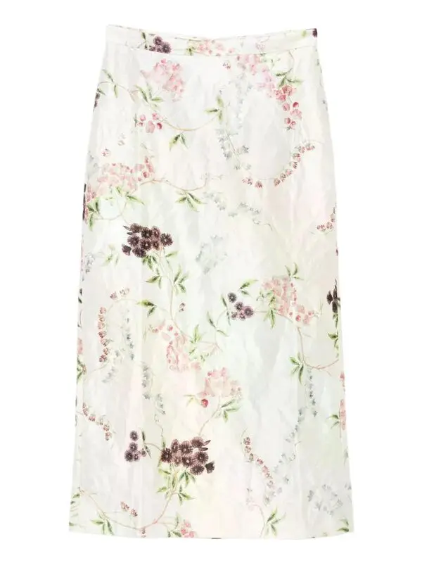 Erdem Textured Floral Print Midi Skirt - Neutrals