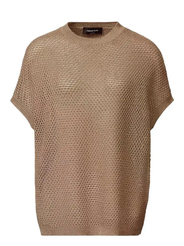 Fabiana Filippi Crew Neck Ribbed Top - Neutrals