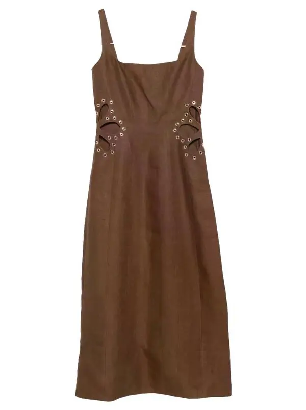 Maje Eyelet-detail Midi Dress - Brown