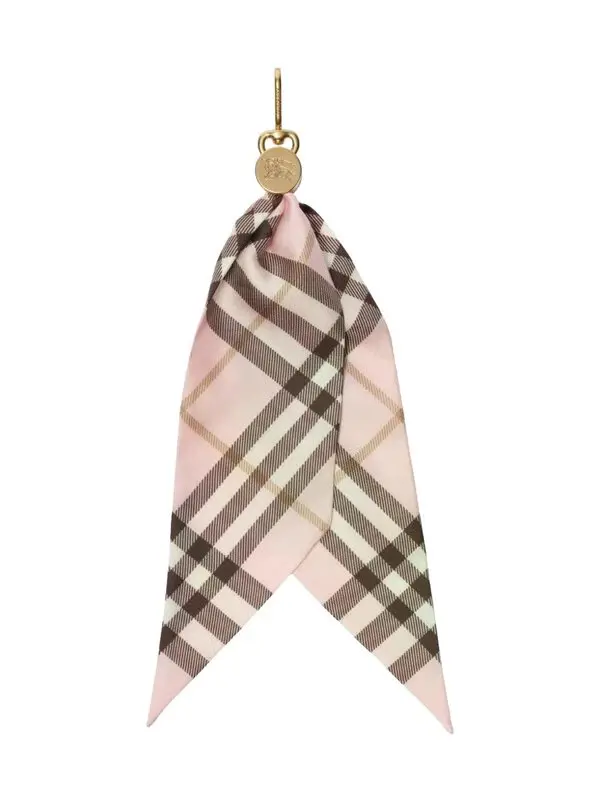 Burberry Check Silk Scarf Charm - Pink