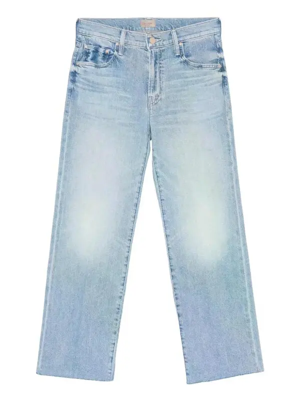 MOTHER Raw Hem Straight Leg Jeans - Blue
