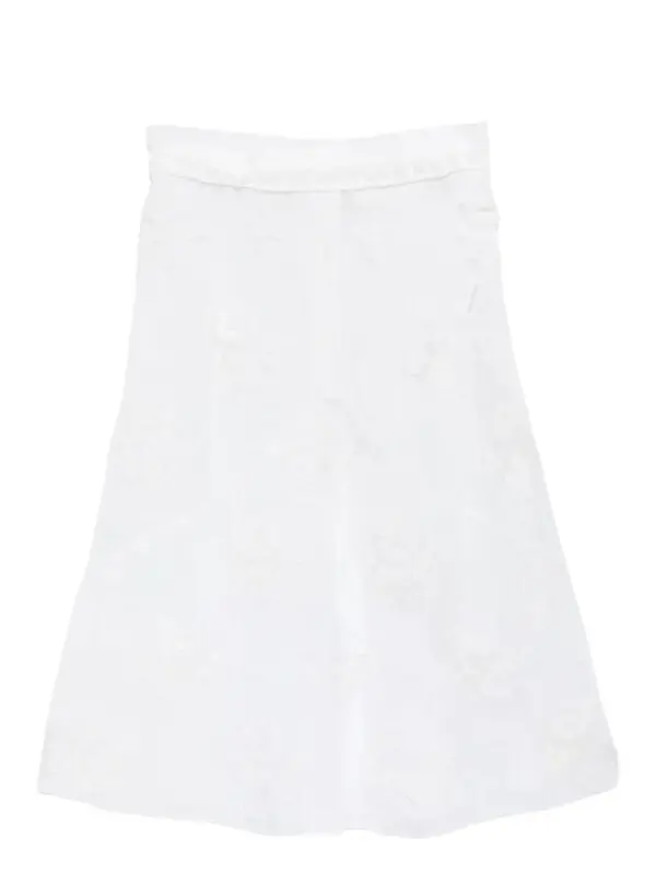 SHUSHU/TONG Threadwork Knit Knee Length Skirt - White