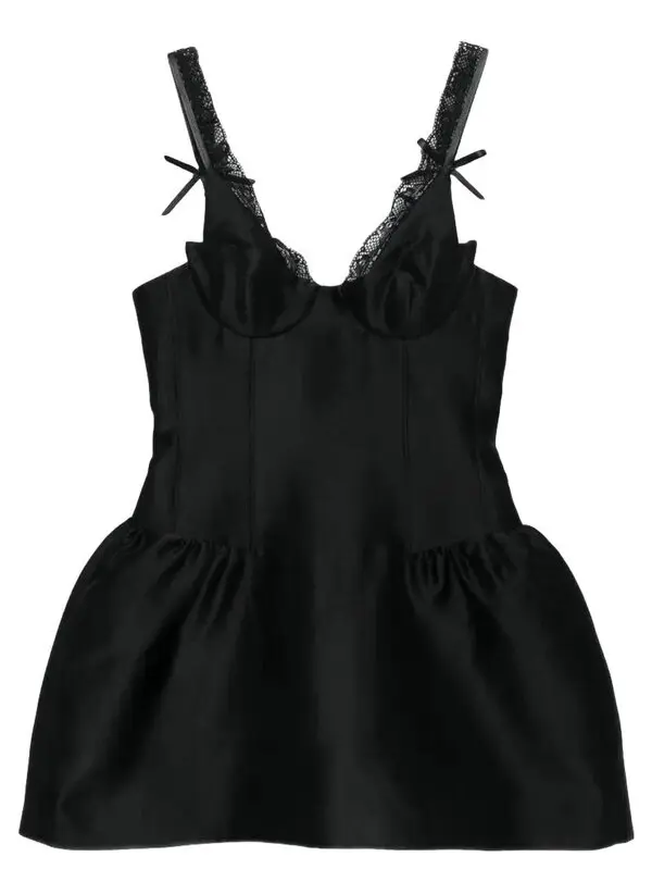 SHUSHU/TONG Lace Trim Bustier Mini Dress - Black