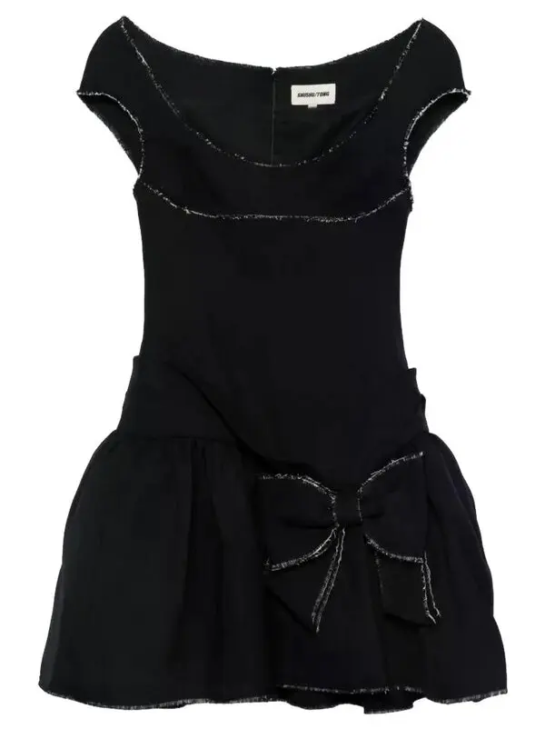 SHUSHU/TONG Deep U-neckline Bow Dress - Black