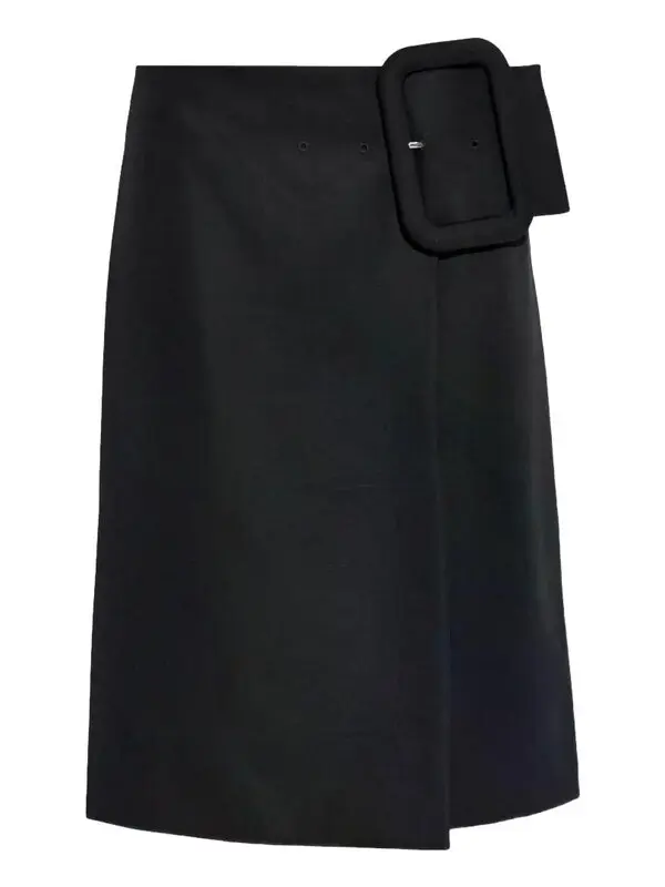 Ami Buckled Wrap Midi Skirt - Black