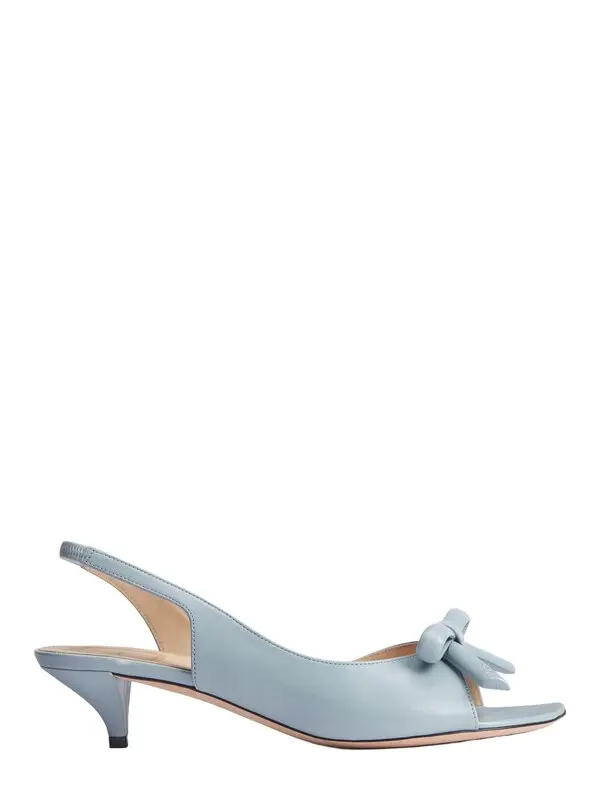 Dior Bow Heeled Slingback Sandal - Bleu Ciel Lambskin