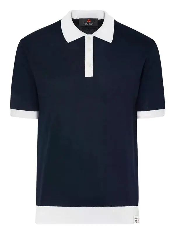 Peuterey Contrast-collar Polo Shirt - Blue