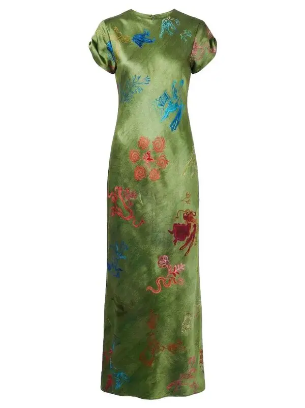 Alejandra Alonso Rojas Printed Maxi Dress - Green