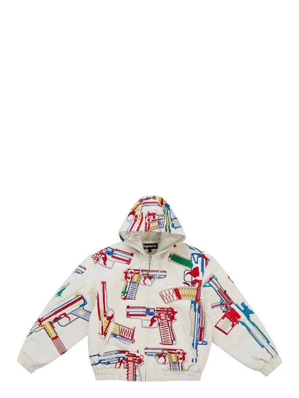 Supreme Embroidered Leather Hooded Jacket - White