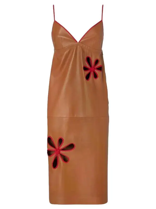 Fendi Flower Appliqué Dress - Brown
