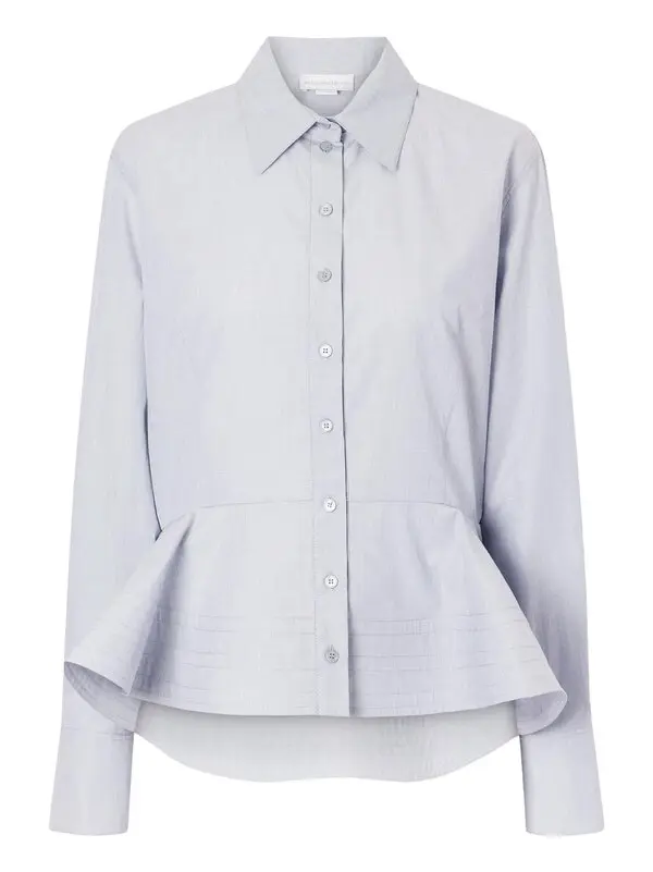 Stella McCartney Cotton-chambray Peplum Shirt - Blue