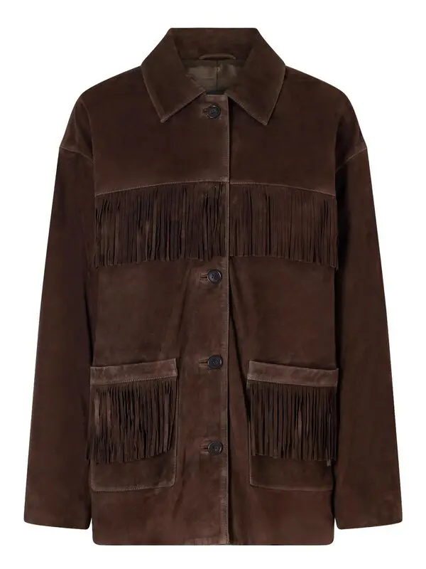NILI LOTAN Fringed Suede Jacket - Brown