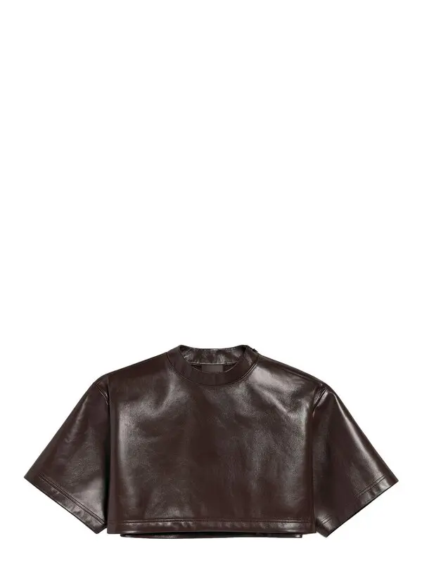 Balenciaga Super Cropped Lambskin Top - Brown