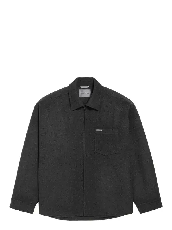 Balenciaga Brushed Wool Overshirt - Grey