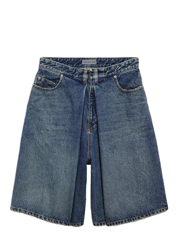 Balenciaga Folded Denim Shorts - Blue