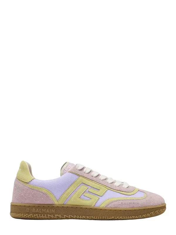 Balmain Swan Suede And Mesh Trainers - Purple